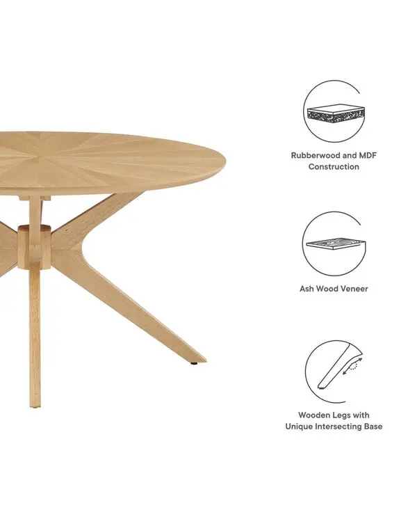 MODWAY Crossroads Round Wood Coffee Table - Oak