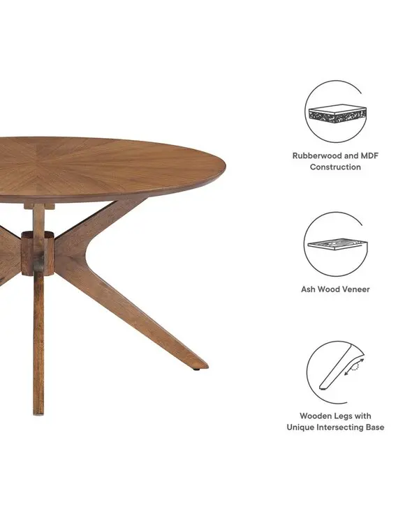 MODWAY Crossroads Round Wood Coffee Table - Walnut