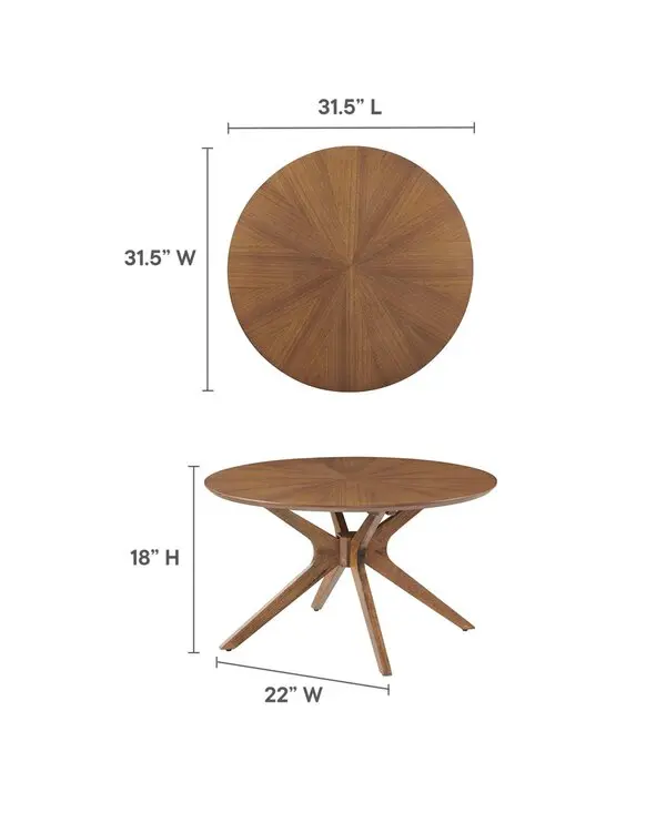 MODWAY Crossroads Round Wood Coffee Table - Walnut