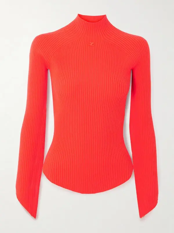 COURREGES Ribbed-knit Top - Red