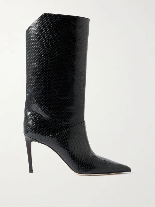 JIMMY CHOO Beren 85 Snake-effect Leather Boots