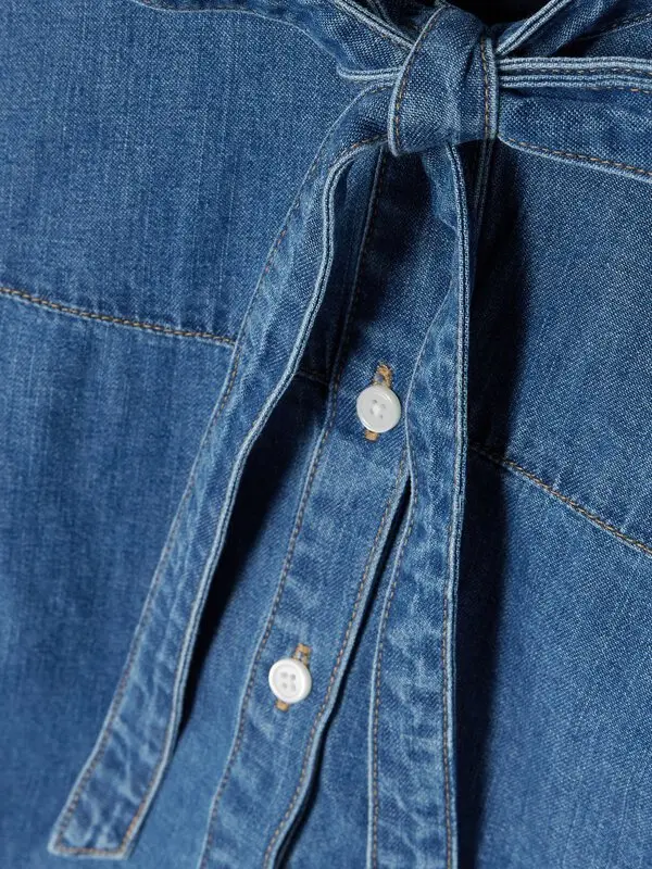 Veronica Beard Gabby Tie-detailed Denim Shirt