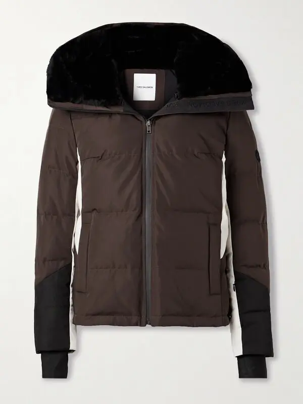 YVES SALOMON Shearling-trimmed Color-block Padded Ski Jacket