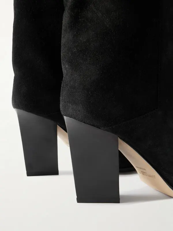 JIMMY CHOO Hart 85 Fringed Suede Boots - Black