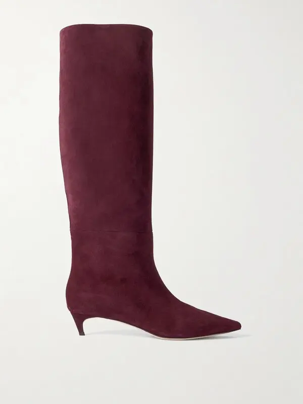 JIMMY CHOO Maxima 35 Suede Knee Boots - Burgundy