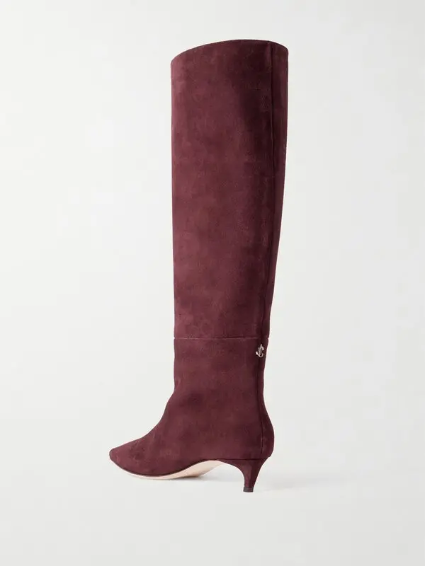 JIMMY CHOO Maxima 35 Suede Knee Boots - Burgundy