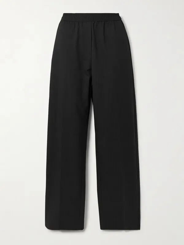 ST. AGNI - Pinstriped Wool-Blend Twill Wide-Leg Pants