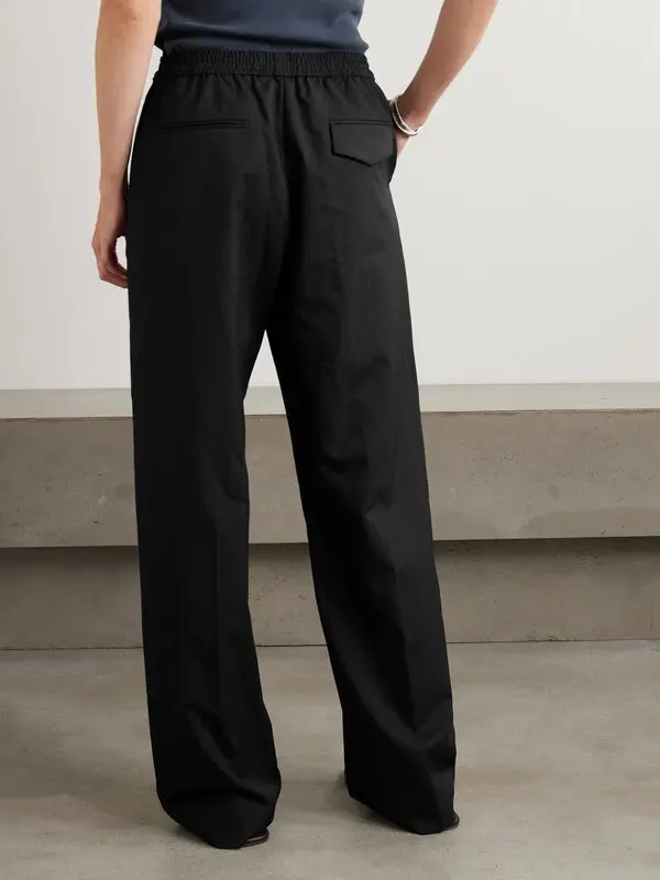 ST. AGNI - Pinstriped Wool-Blend Twill Wide-Leg Pants
