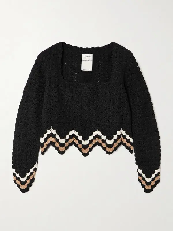 Escvdo Sumac Cropped Crocheted Top