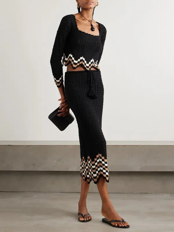Escvdo Sumac Cropped Crocheted Top