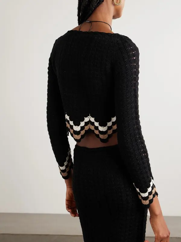 Escvdo Sumac Cropped Crocheted Top