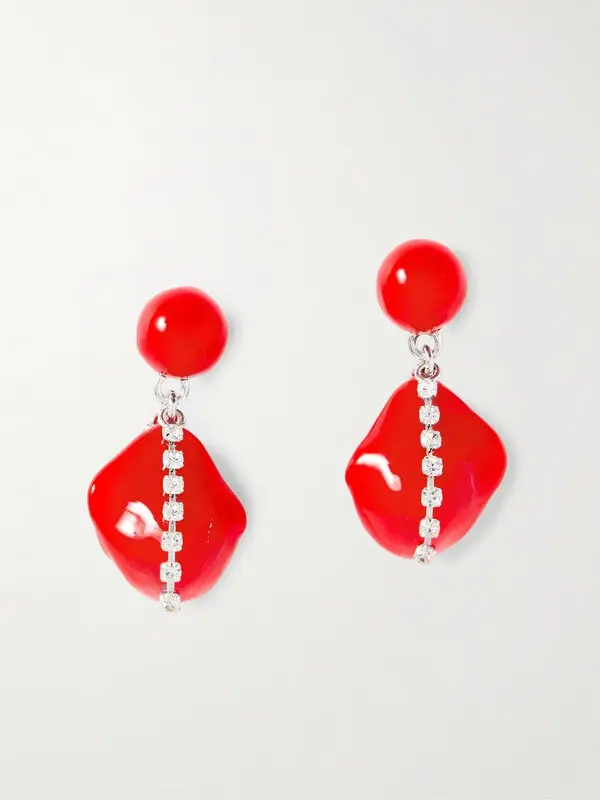 Completedworks Rhodium-plated Resin And Crystal Earrings - Red