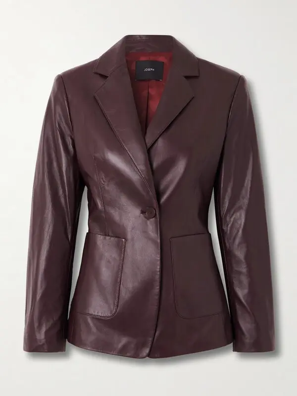 JOSEPH Glenview Leather Blazer - Purple