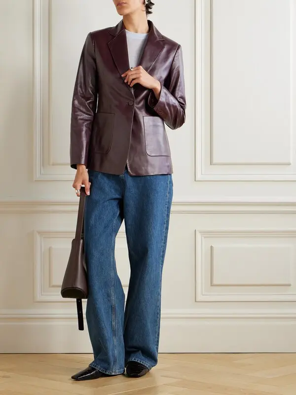 JOSEPH Glenview Leather Blazer - Purple