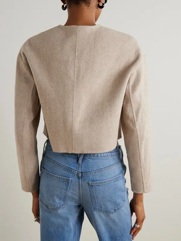 Veronica Beard Philips Cropped Wool-blend Jacket - Neutrals