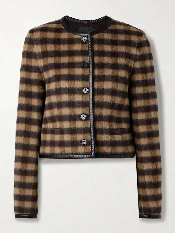 Proenza Schouler Helene Leather-trimmed Checked Jacket - Brown