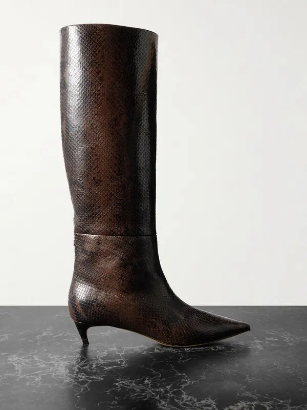JIMMY CHOO Maxima 35 Snake-effect Leather Knee Boots - Brown
