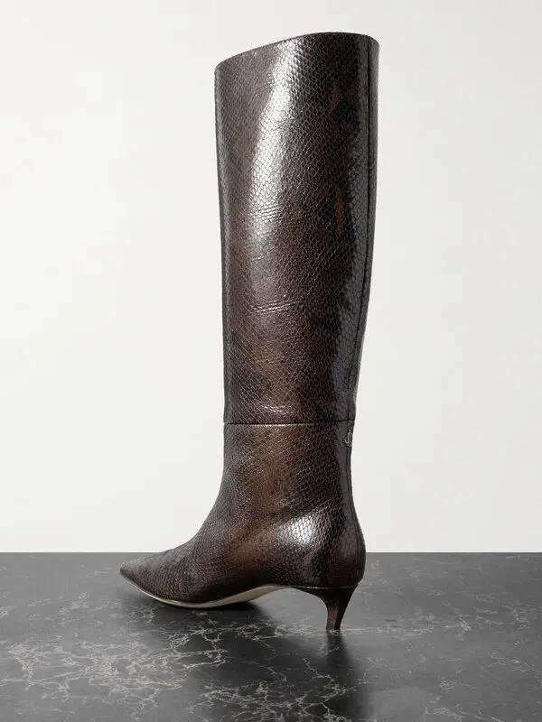 JIMMY CHOO Maxima 35 Snake-effect Leather Knee Boots - Brown