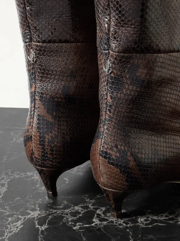 JIMMY CHOO Maxima 35 Snake-effect Leather Knee Boots - Brown