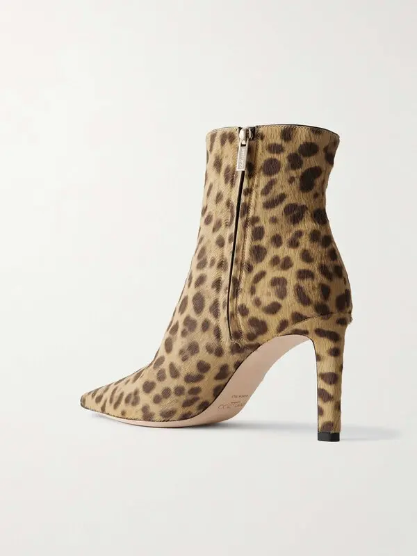 JIMMY CHOO Frankie 85 Leopard-print Pony Hair Ankle Boots