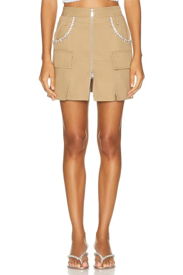 AREA Crystal Pocket Cargo Mini Skirt