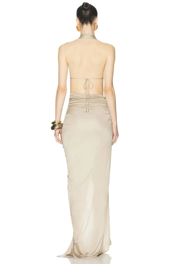Atlein Open Draped Gown - Poussiere