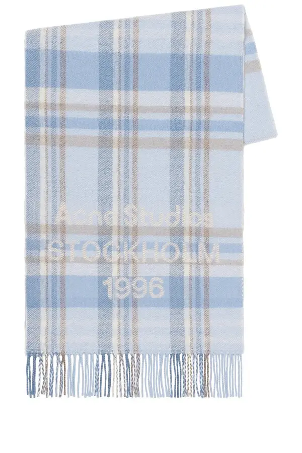 Acne Studios Venus Check 1996 Scarf In Beige - Aqua Blue & Beige