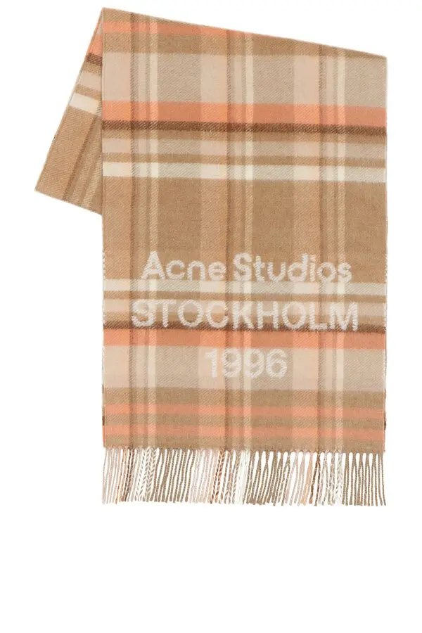 Acne Studios Venus Check 1996 Scarf In Beige - Beige & Peach