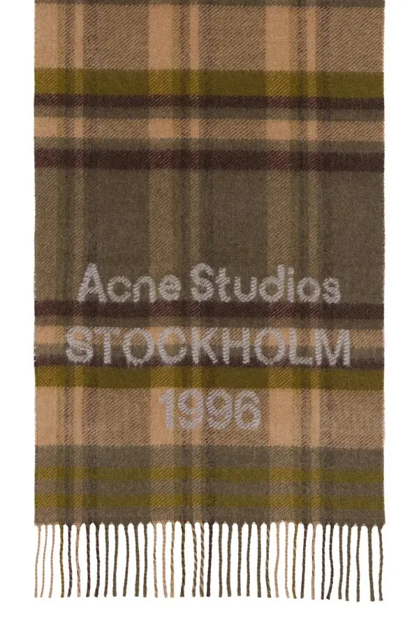 Acne Studios Venus Check 1996 Scarf In Beige - Olive Green & Grey