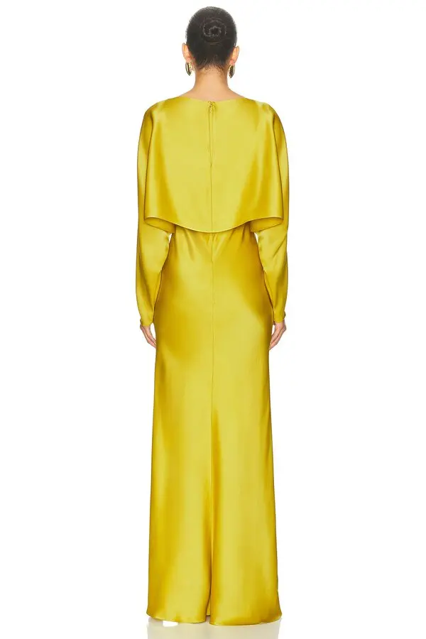 Lapointe Satin Layered Gown In Chartreuse - 35% Off | Editorialist