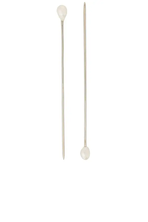 GOHAR WORLD Set Of Pearl Toothpicks - Silver