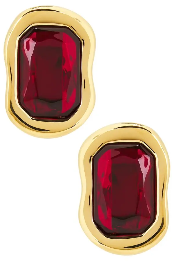 Givenchy Sculptural Earrings - Golden & Red