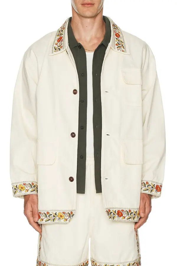 FOUND Kantha Floral Work Jacket - Sand
