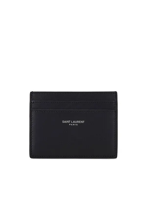 Saint Laurent Credit Card Case In Blue - Midnight Blue