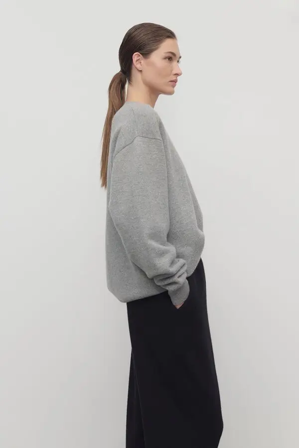 THE ROW Leora Cashmere Sweatshirt - Grey Melange