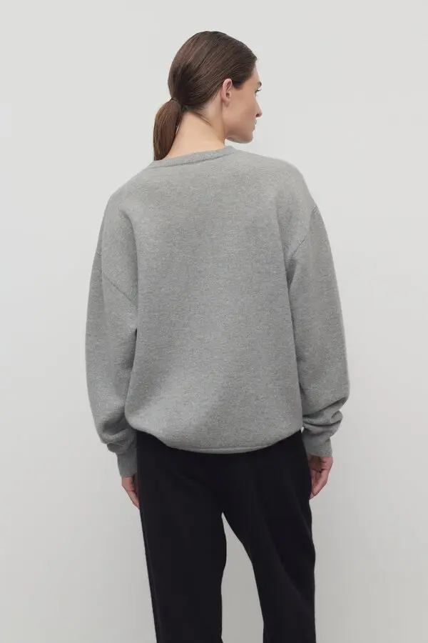 THE ROW Leora Cashmere Sweatshirt - Grey Melange