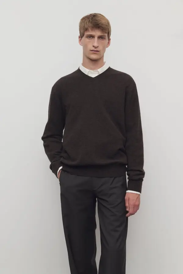 THE ROW Rod Cashmere Sweater - Brown Melange