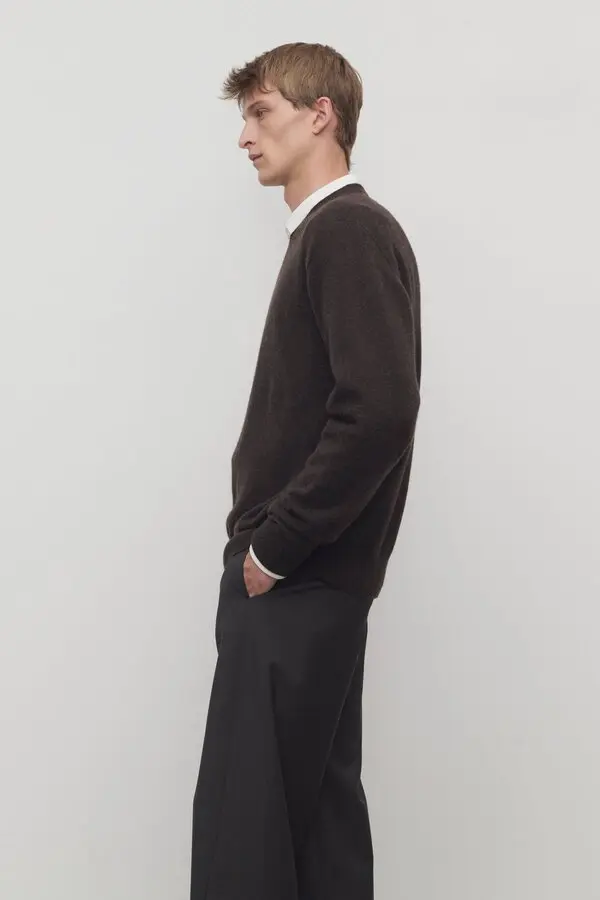 THE ROW Rod Cashmere Sweater - Brown Melange