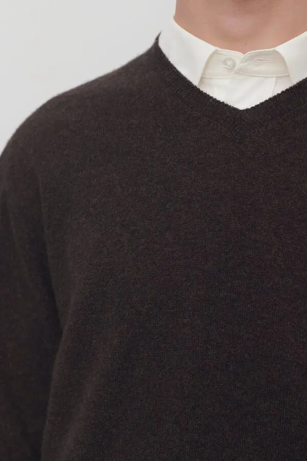 THE ROW Rod Cashmere Sweater - Brown Melange