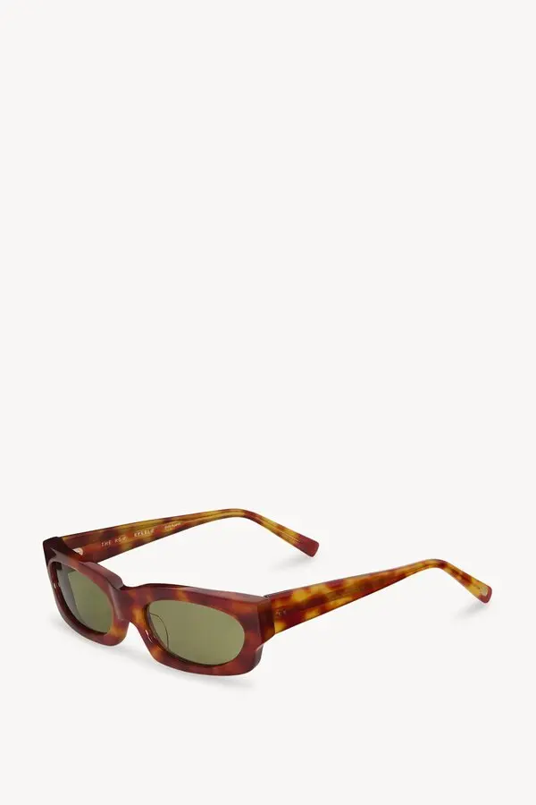 THE ROW Kai Geometric Sunglasses - Light Tortoise / Olive