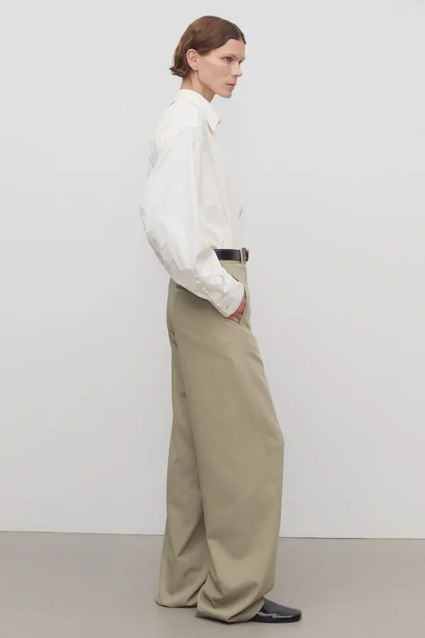 THE ROW Elowyn Pant In Virgin Wool - Fossil