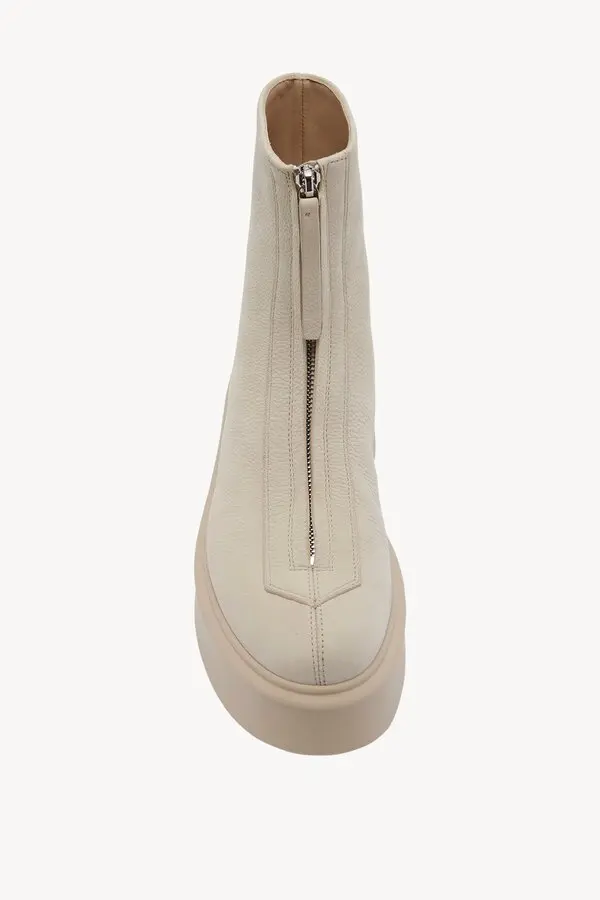 THE ROW Zipped Nubuck Ankle Boots - Beige