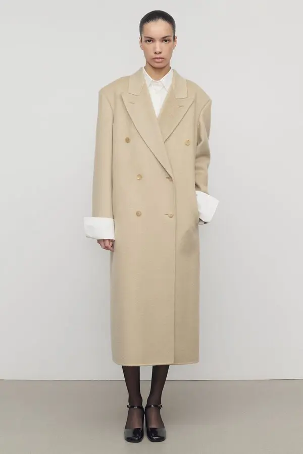 THE ROW Hariet Cashmere Coat - Light Pebble