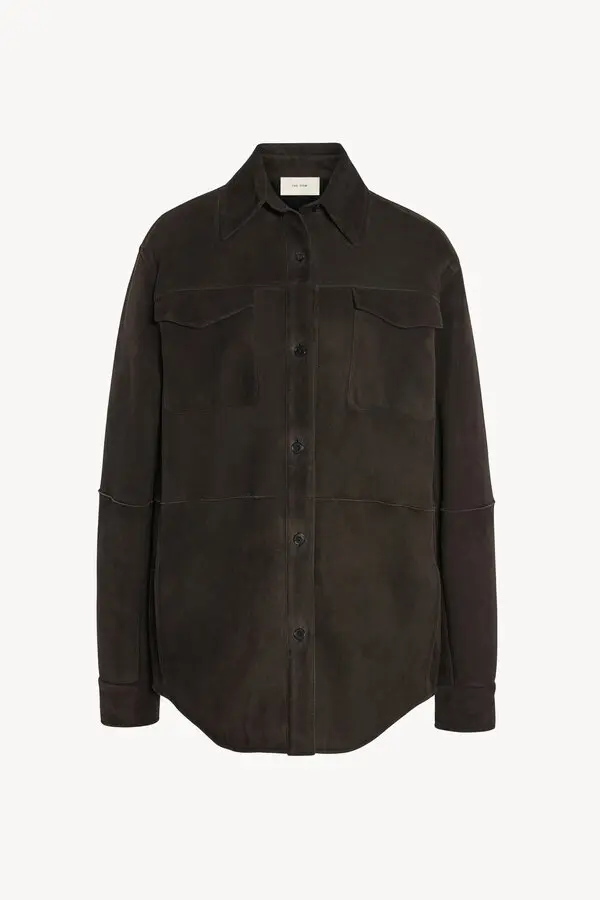 THE ROW Gwena Shearling Jacket - Dark Brown