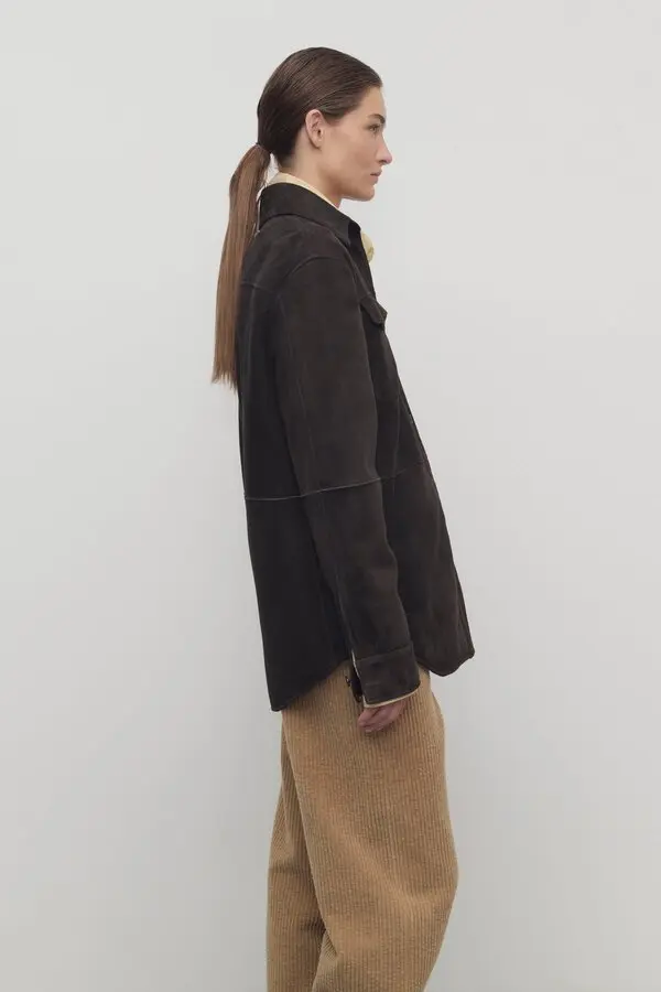 THE ROW Gwena Shearling Jacket - Dark Brown