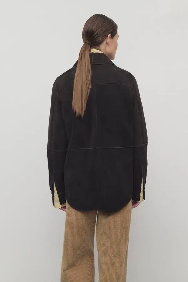 THE ROW Gwena Shearling Jacket - Dark Brown