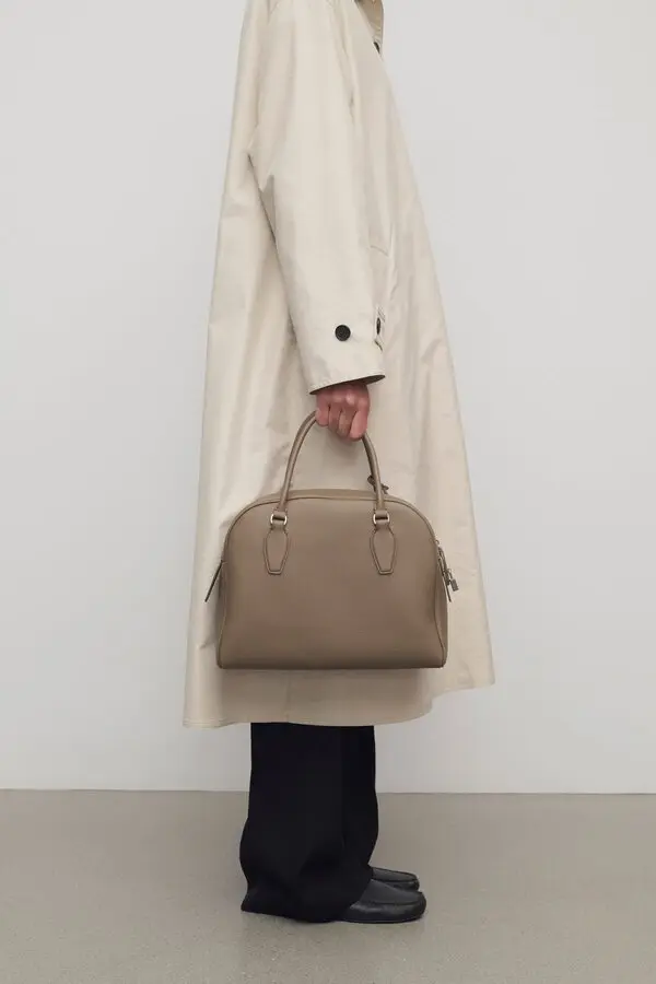 THE ROW India 12.00 Leather Bag - Smoked Taupe