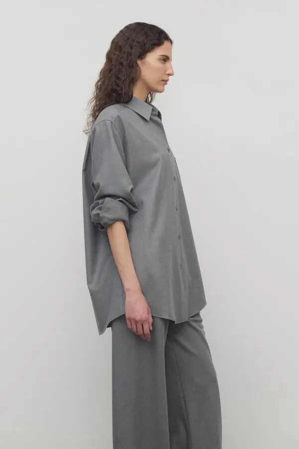THE ROW Pino Shirt In Virgin Wool - Grey