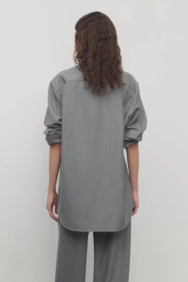 THE ROW Pino Shirt In Virgin Wool - Grey