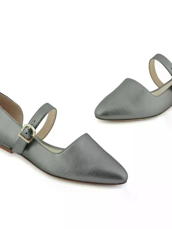 Giorgio Armani Lamé-effect Leather Ballerina Shoes